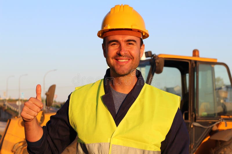 Happy Construction Worker Close Up Stock Image - Image of cheerful ...
