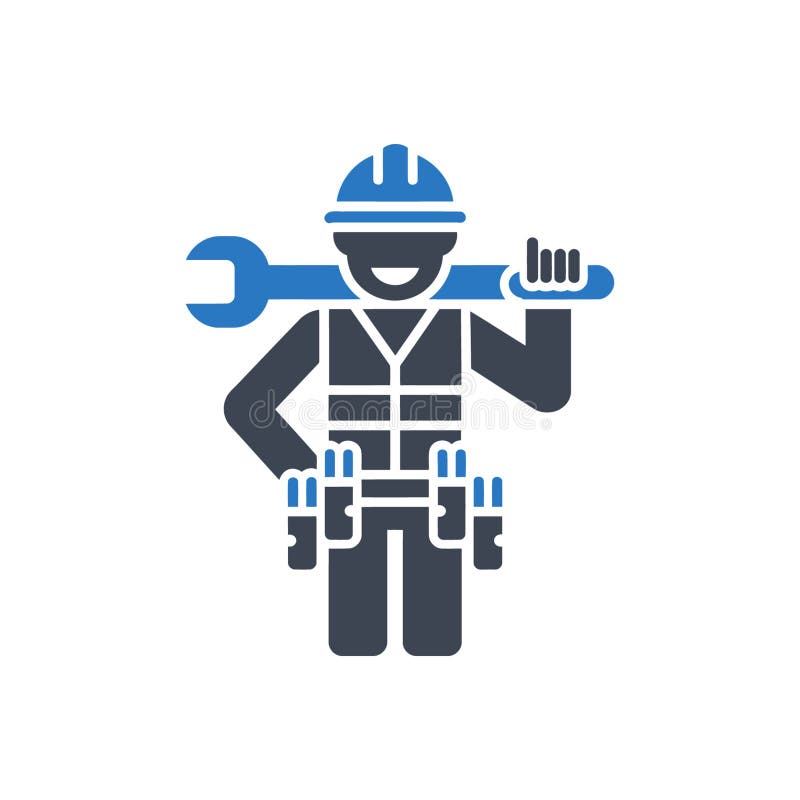 Happy Construction Worker Icon Stock Illustration - Illustration of ...