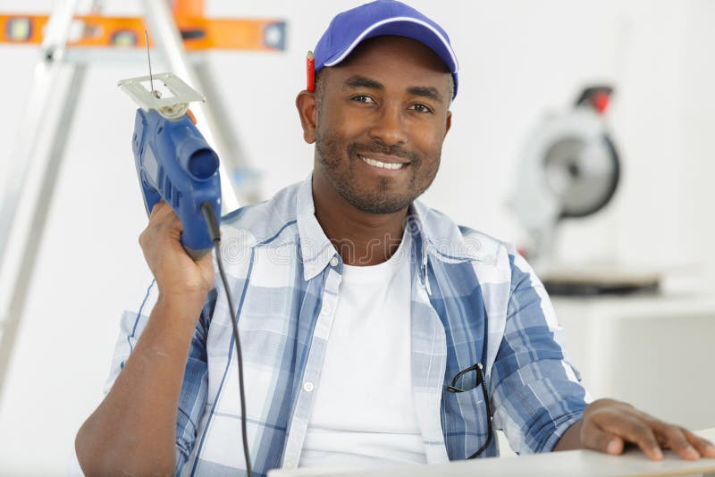 Happy Construction Worker Posing at Workplace Stock Image - Image of ...