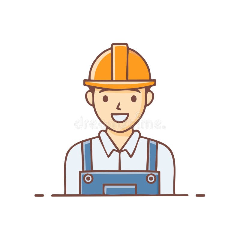 Happy Construction Worker Wearing Safety Hard Hat and Overalls Smiling ...