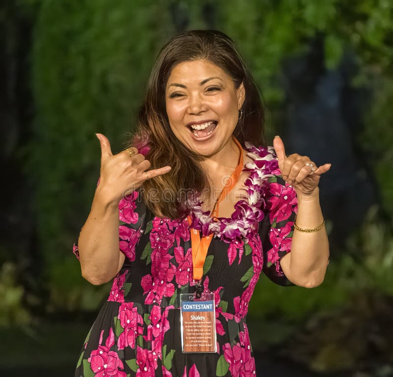 Happy Contestant Gives Double Shaka Editorial Photography - Image of ...