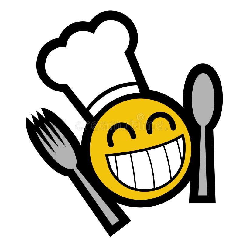 Happy Smiley Face With Fork And Knife Stock Vector - Illustration of ...