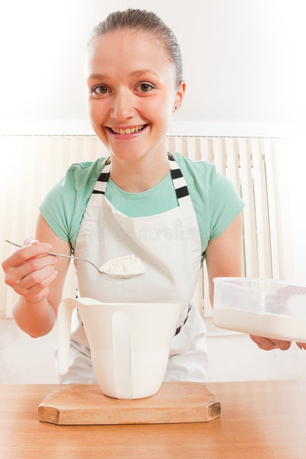 Happy cook and flour stock photo. Image of holding, kitchen - 16595744