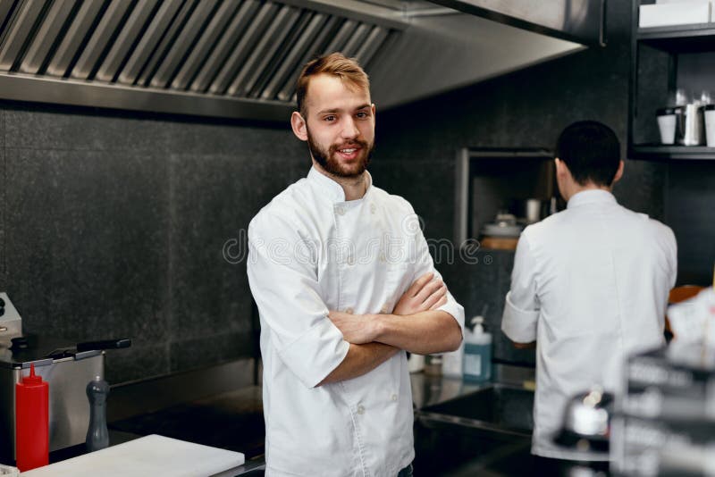 Happy Cook in Restaurant Kitchen Stock Image - Image of male, happy ...