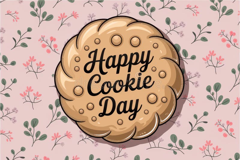 Happy Cookie Day Celebration with Floral Background Design Stock ...