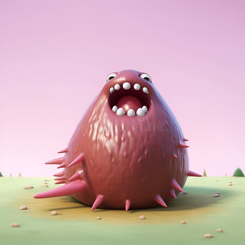 Happy Cool Cartoon Fat Monster. Stock Illustration - Illustration of ...