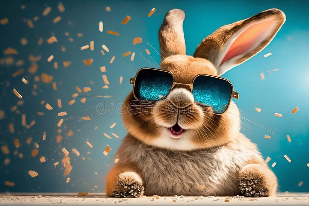 Happy Cool Rabbit Funny, Generative AI Stock Illustration ...