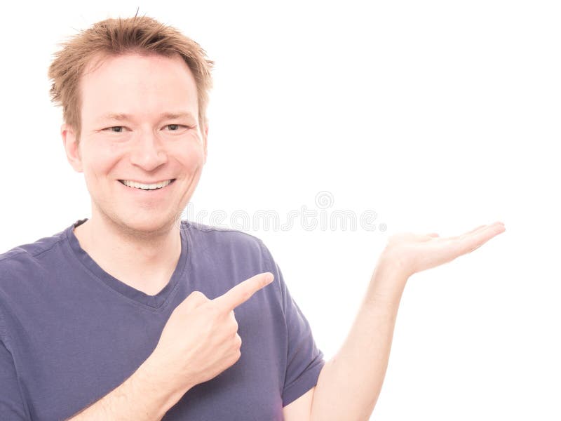 Happy copy stock photo. Image of showing, hand, face - 32391178