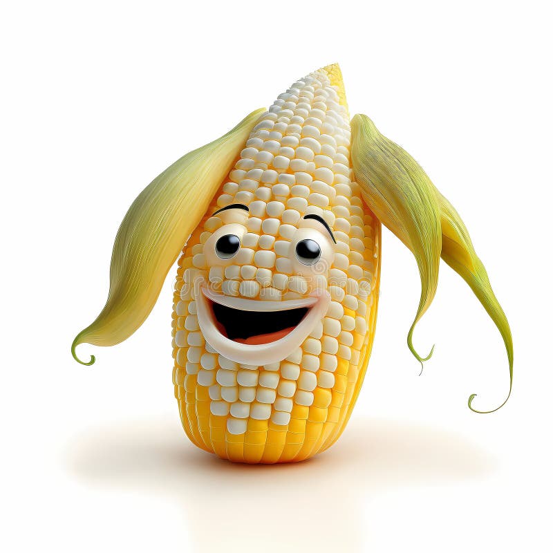 Happy Corn Cartoon. Generative AI Stock Illustration - Illustration of ...