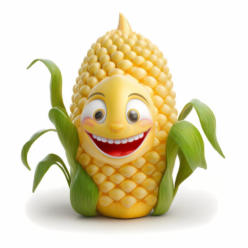 Happy Corn Cartoon. Generative AI Stock Illustration - Illustration of ...