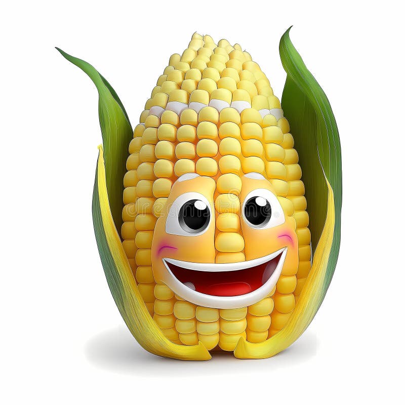 Happy Corn Cartoon. Generative AI Stock Illustration - Illustration of ...