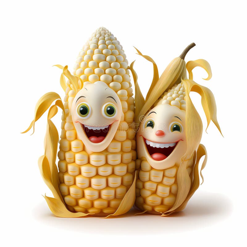 Happy Corn Cartoon. Generative AI Stock Illustration - Illustration of ...