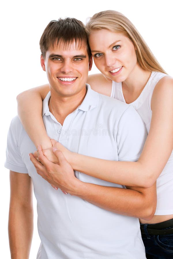 Happy Couple Looking and Pointing into the Distance Stock Photo - Image ...