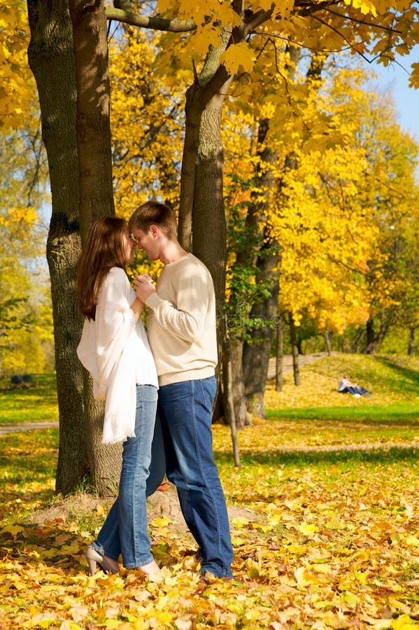 Young Beautiful Couple at Fall Stock Image - Image of autumn, date ...