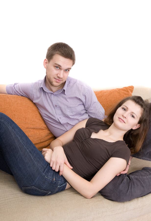 Happy couple stock photo. Image of people, portrait, couch - 7103636
