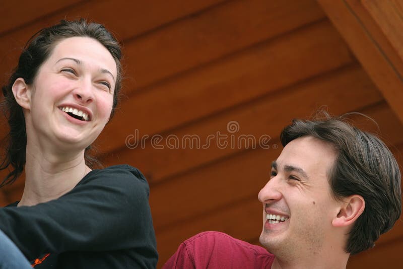 HAPPY COUPLE stock photo. Image of laughing, grass, rustic - 778196