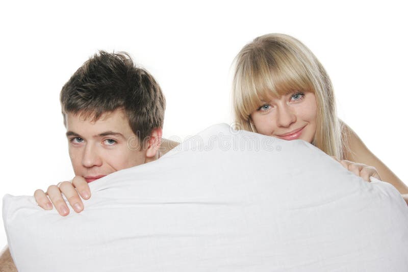 Happy couple in bed stock image. Image of honeymoon, morning - 17534301