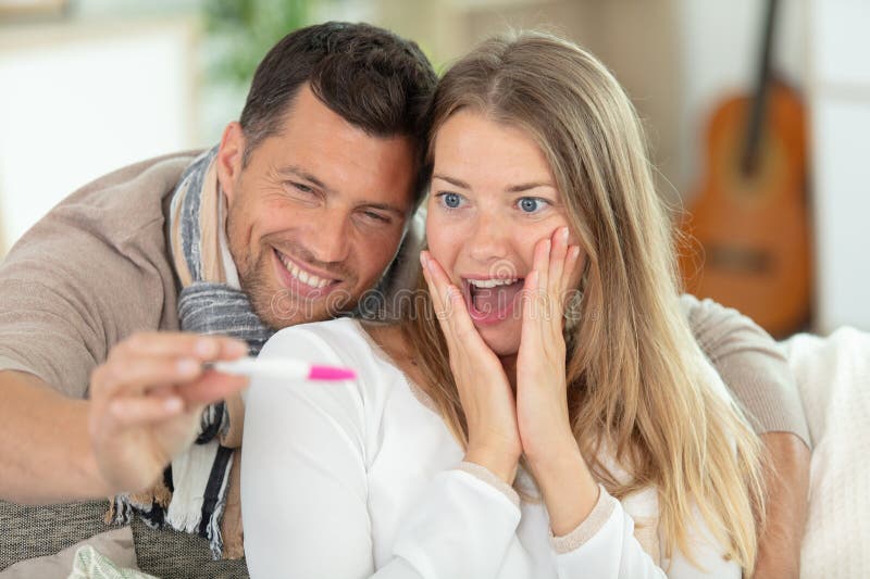 Happy Couple Checking Pregnancy Test Stock Photo - Image of ...