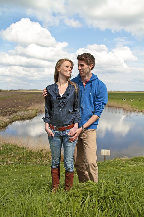 Happy Couple in the Countryside Stock Image - Image of outdoor, emotion ...