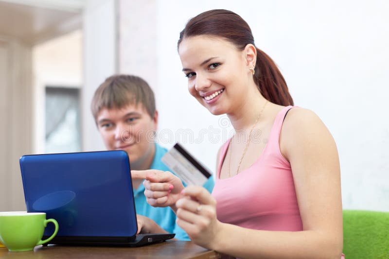 Happy Couple Doing Shopping in Internet Stock Photo - Image of business ...
