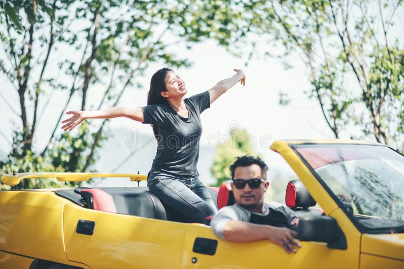 Happy Couple Driving stock image. Image of vehicle, escape - 163977111