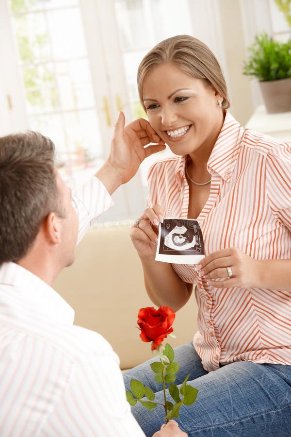 Happy Expecting Couple in Baby S Room Stock Photo - Image of brunette ...