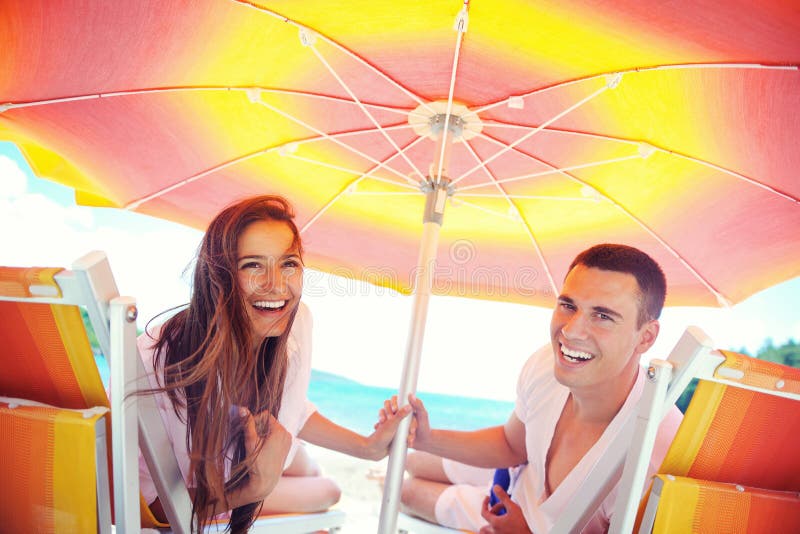 Happy Couple Have Fun on the Beach Stock Photo - Image of nature, happy ...