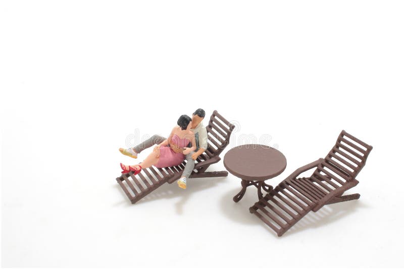 A Happy Couple Having Fun, Couple of Beach Chairs Stock Image - Image ...