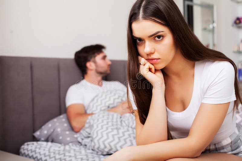 Happy Couple Having Fun In Bed Intimate Sensual Young Couple In