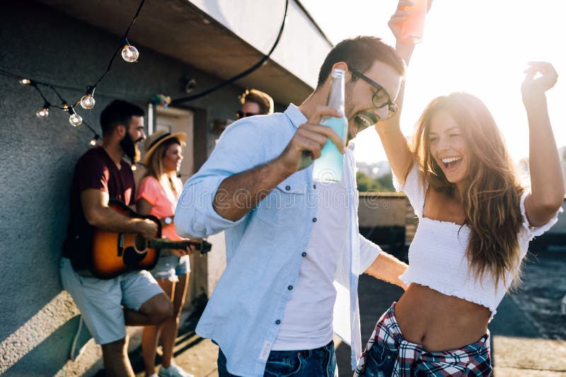 Happy Couple Having Fun Time at Party Stock Image - Image of alcohol ...