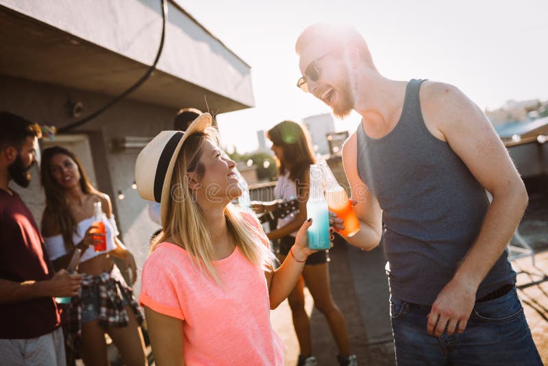 Happy Couple Having Fun Time at Party Stock Photo - Image of people ...