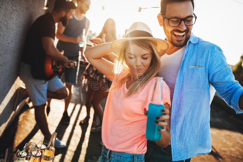Happy Couple Having Fun Time at Party Stock Image - Image of urban ...