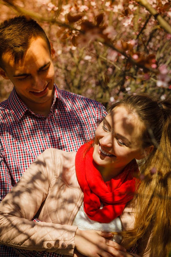Happy Couple Having Romantic Date in Park Stock Image - Image of ...