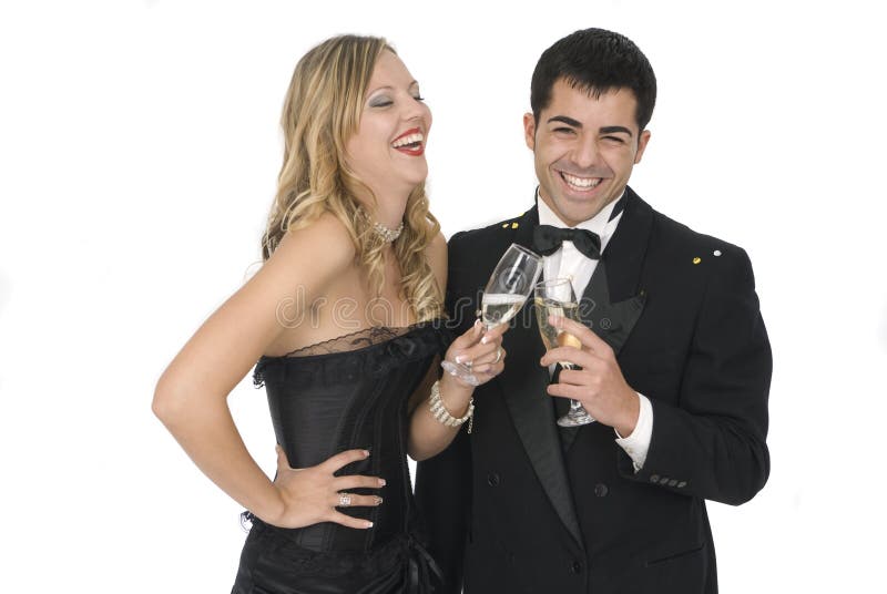 Happy Couple Laughing in a Celebration Party Stock Image - Image of ...