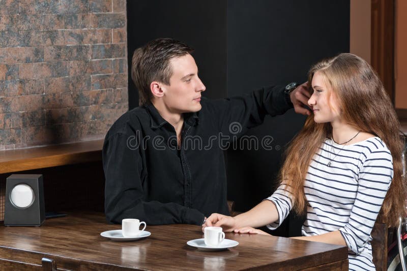 Happy Couple in Love in Cafe Stock Image - Image of lifestyle, dating ...