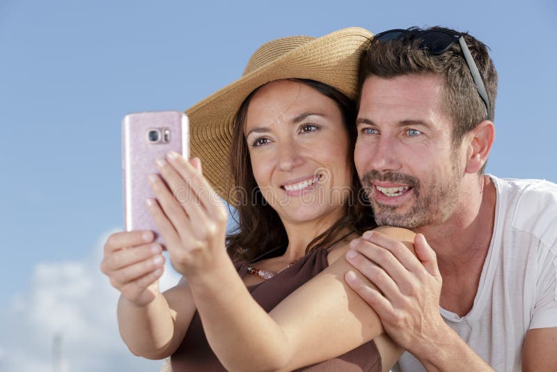 Happy Couple in Love Doing Self-portrait Stock Photo - Image of ...