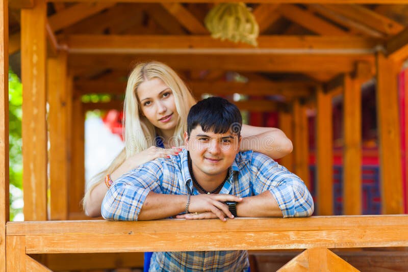 Happy Couple in Love Having Fun Outdoors and Smiling. Stock Image ...