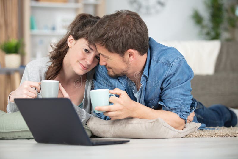 Happy Couple in Love Working Together Stock Photo - Image of comfort ...