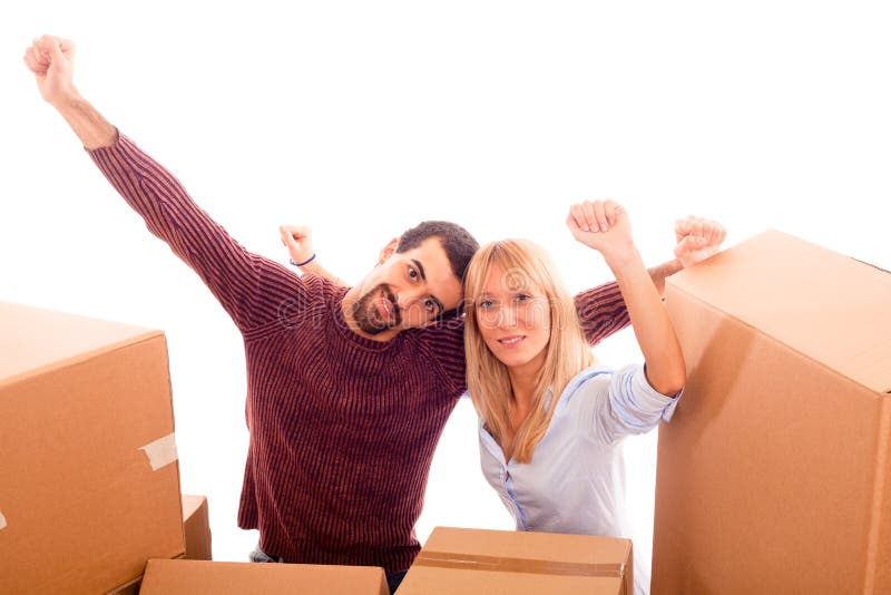 Happy Couple on Moving stock photo. Image of caucasian - 17776086
