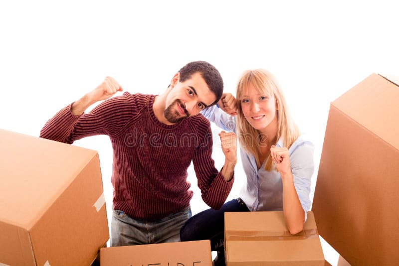 Happy Couple on Moving stock photo. Image of interior - 17776094