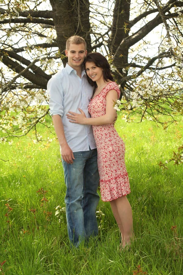 Happy couple in nature stock image. Image of nature, affection - 5213931