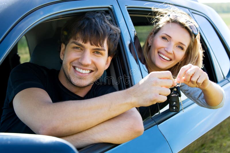 Happy couple in new car stock photo. Image of auto, lifestyle - 21729062