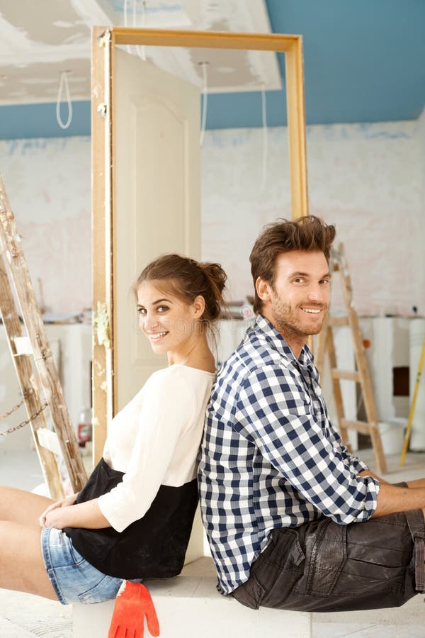 Happy couple in new home stock image. Image of attractive - 36937529