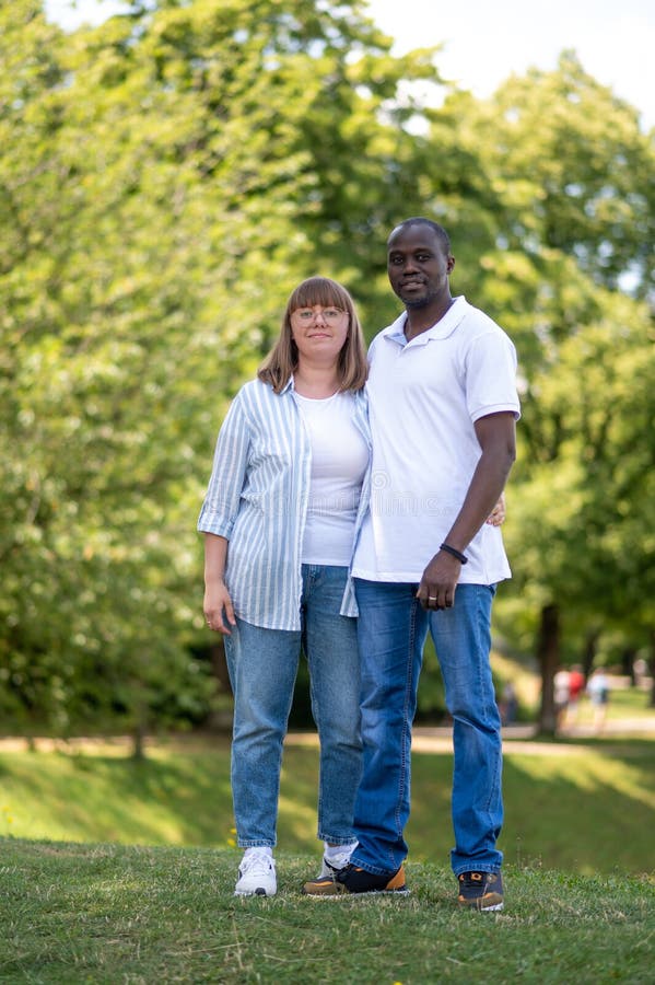 Happy Couple in the Park Looking in Love and Romantic Stock Image ...