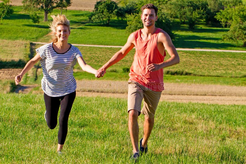 Happy couple running stock photo. Image of couple, adult - 38479198