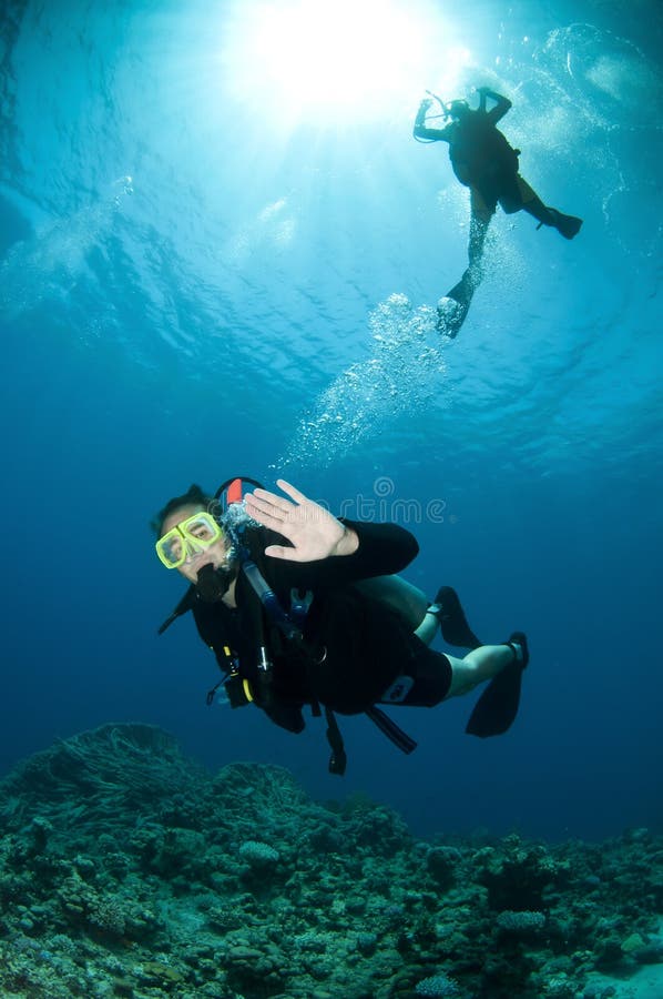 Happy Couple Scuba Dive Together Stock Image - Image of asia, fins ...