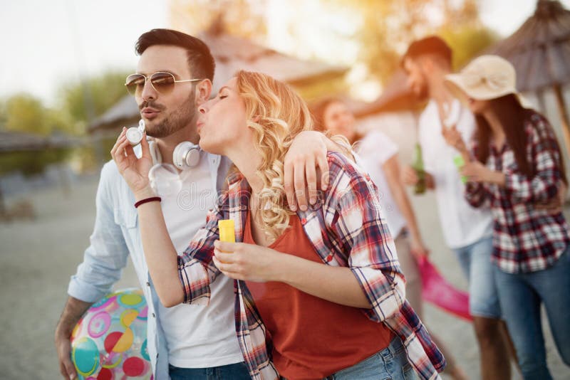 Happy Couple Smiling and Having Fun Time Stock Image - Image of beach ...