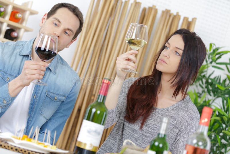 Happy Couple Tasting Good Wine Stock Photo - Image of handsome ...