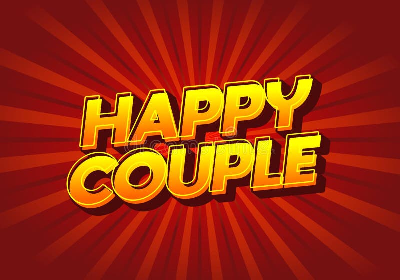 Happy Couple. Text Effect in 3D Style with Eye Catching Color Stock ...