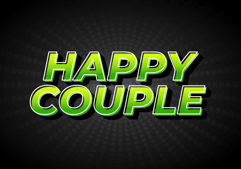 Happy Couple. Text Effect in 3D Style with Eye Catching Color Stock ...